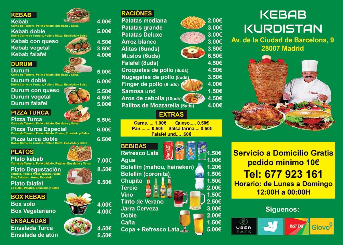 Menu at KEBAB KURDISTAN restaurant, Madrid, Av. de la Ciudad de ...