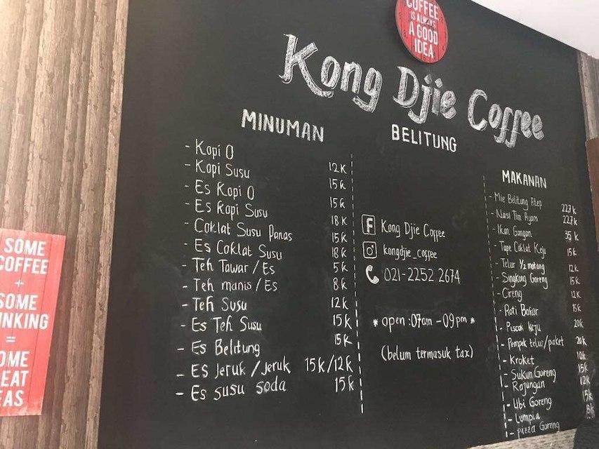 Menu at Kong Djie Coffee Citra 6 cafe, Jakarta, Citra Garden 6