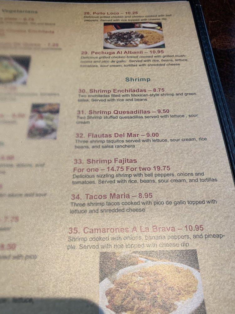 Menu at Los Patrones restaurant, Bay Minette
