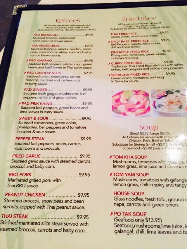 Menu at Thai Terrace restaurant, Fort Worth, W Vickery Blvd