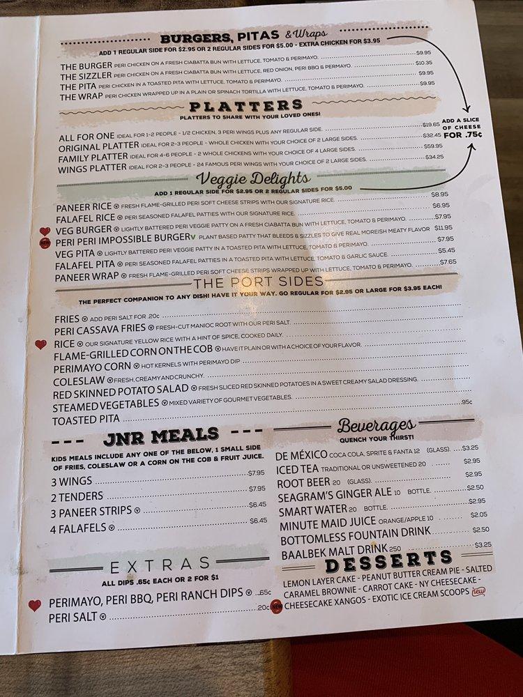 Menu at The Port Of Peri Peri restaurant, Fremont