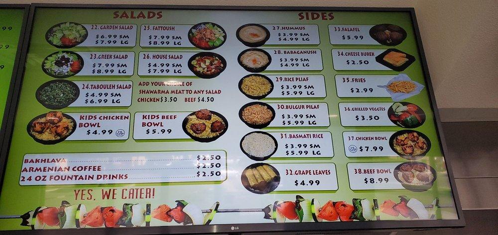 Menu at Ark Mediterranean Grill restaurant, Clovis