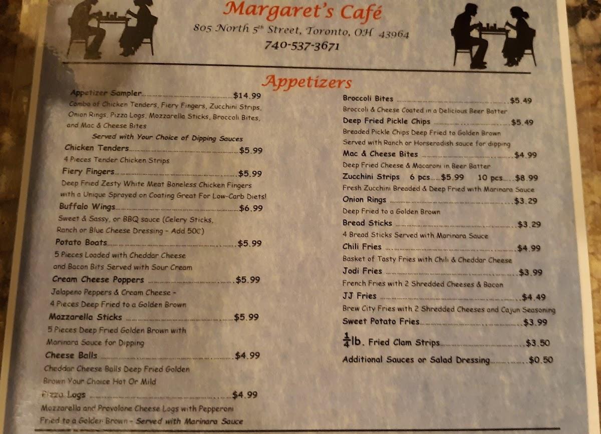 Menu at Margaret's Cafe, Toronto