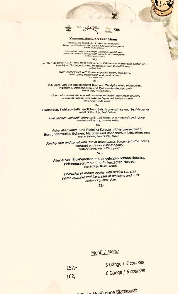 Menu at Relais & Châteaux Restaurant Lafleur, Frankfurt