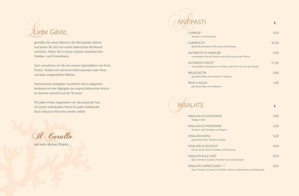 Speisekarte von Ristorante Il Corallo restaurant, Hallstadt