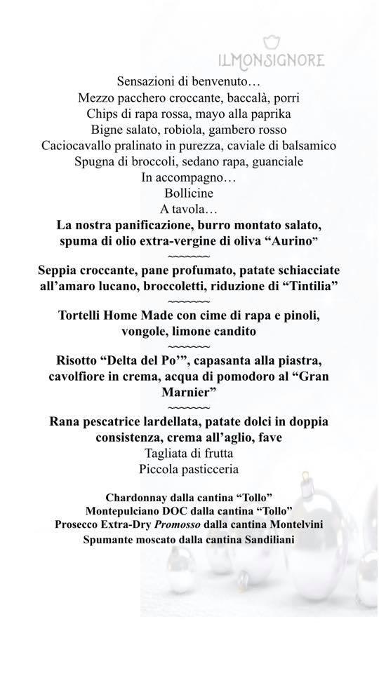 Menu at Tenuta Santa Cristina, Venafro