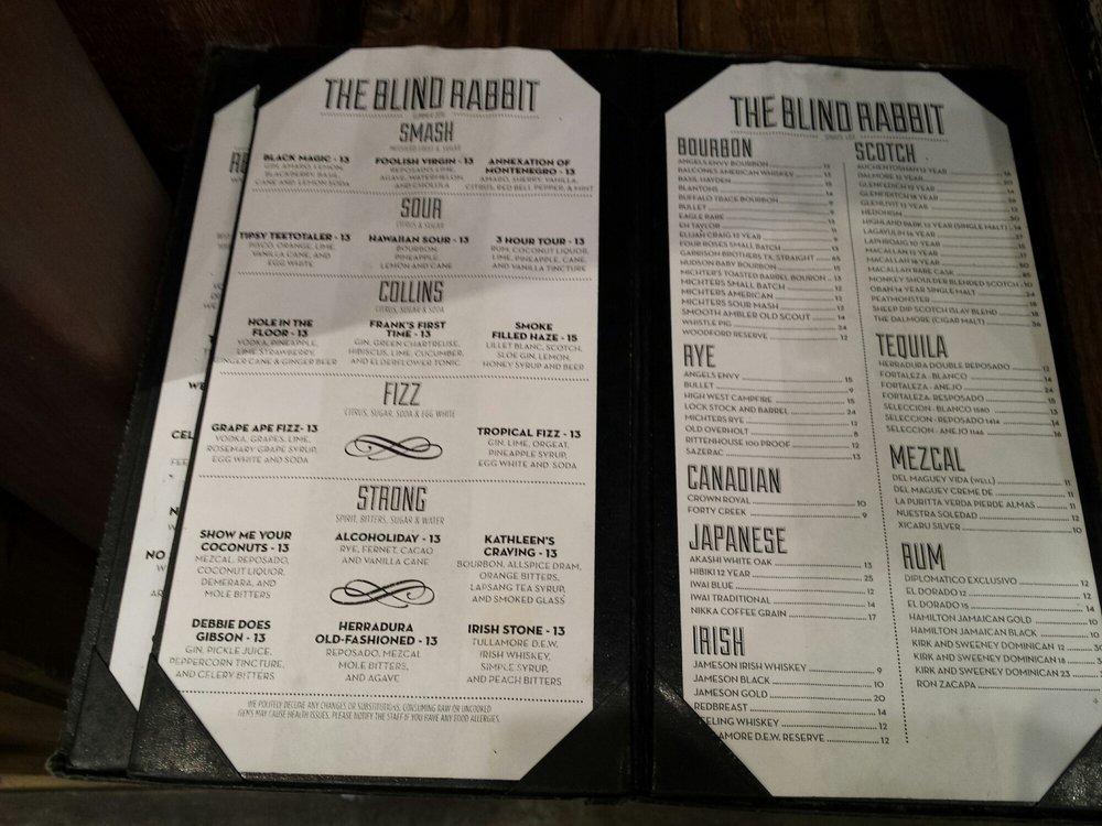Menu at The Blind Rabbit pub & bar, Anaheim