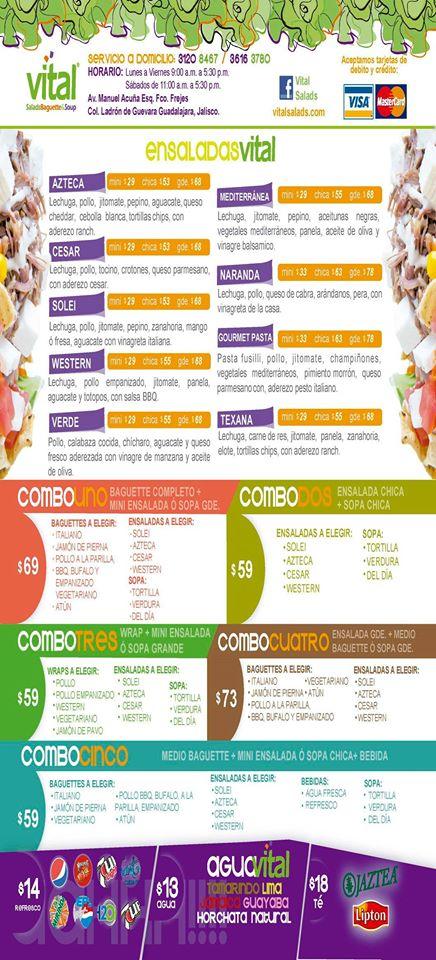 Menu at Vital Salads restaurant, Guadalajara