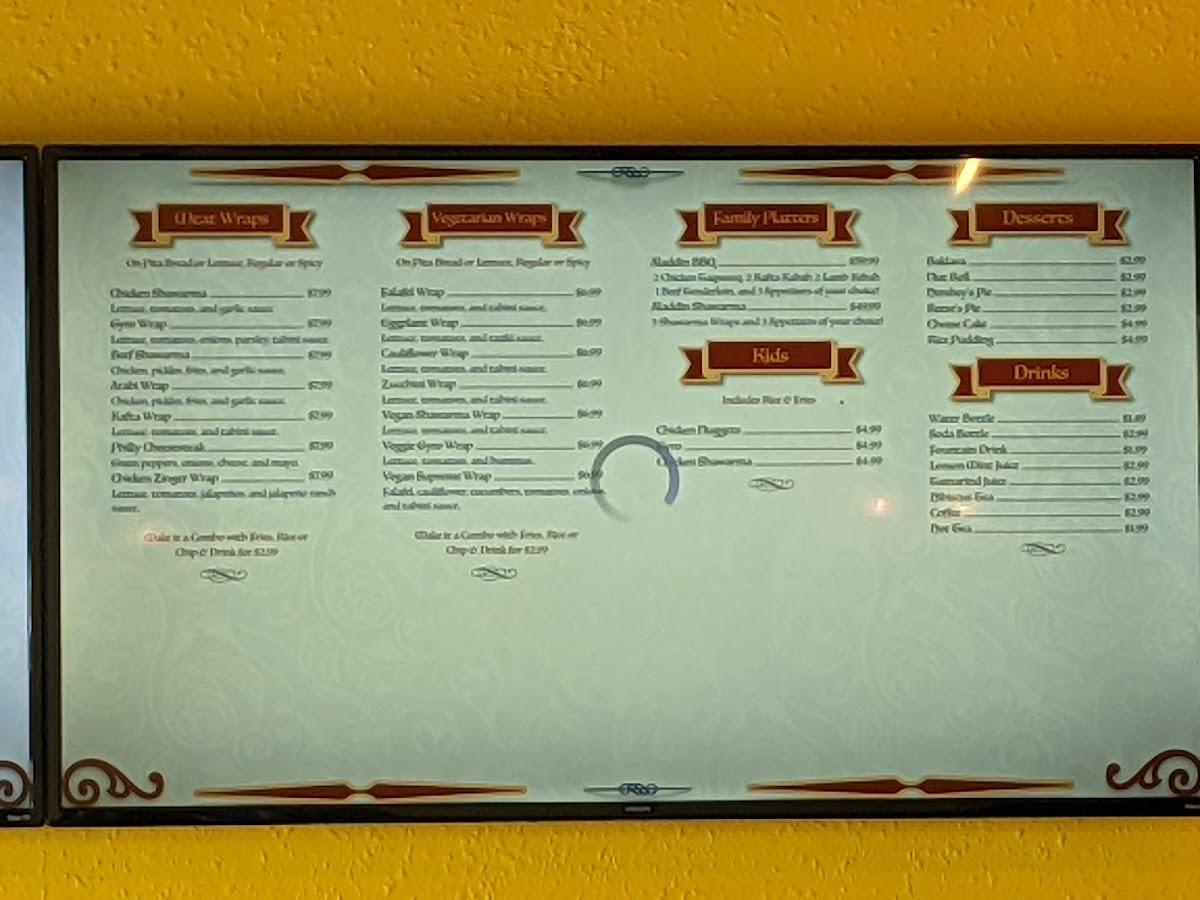 Menu at Aladdin Halal Grill restaurant, Round Rock