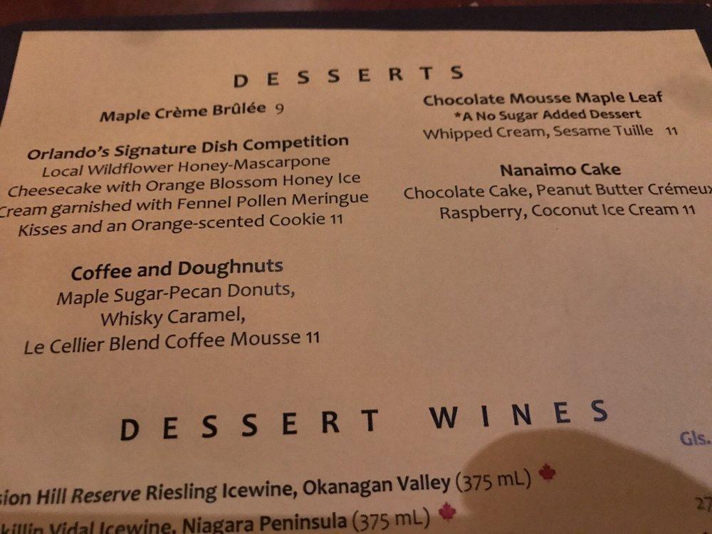 Menu at Le Cellier Steakhouse, Orlando, N Avenue