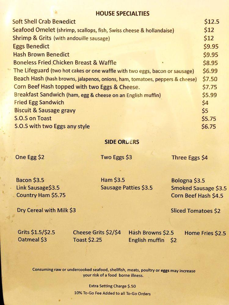 Menu at Mike's Cafe & Oyster Bar, Panama City Beach