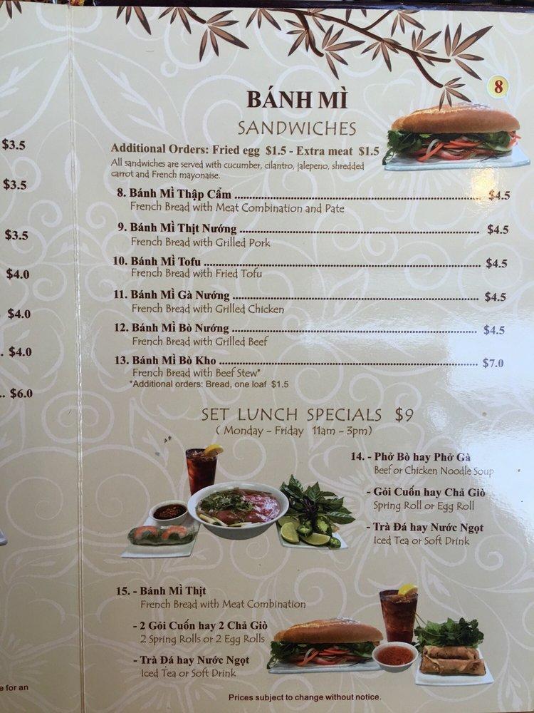 Menu at Pho Oh Yeah restaurant, Houston