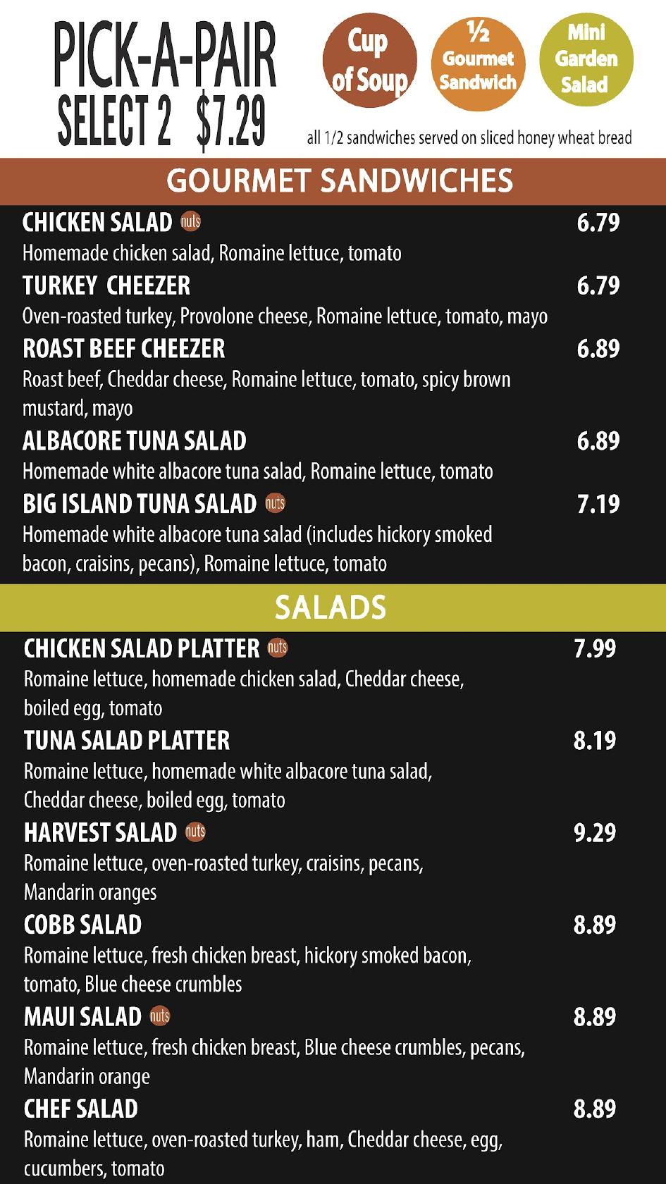Menu at Rising Roll Gourmet Café, Dunwoody, GA cafe, Atlanta