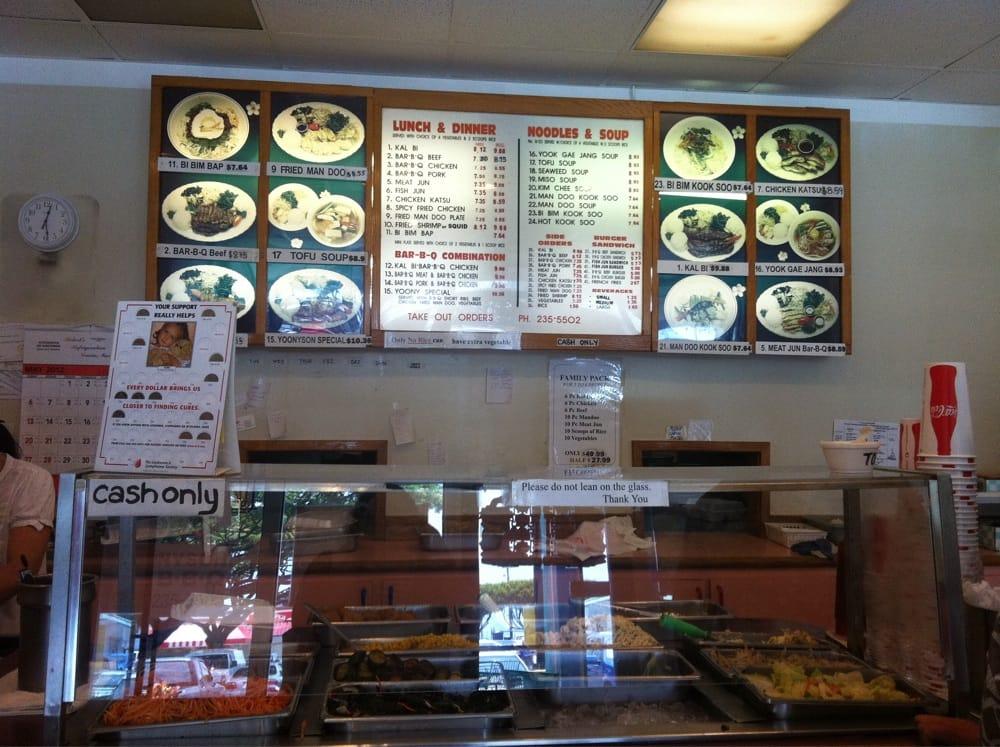 Menu at Yoonyson Korean BBQ, Kaneohe