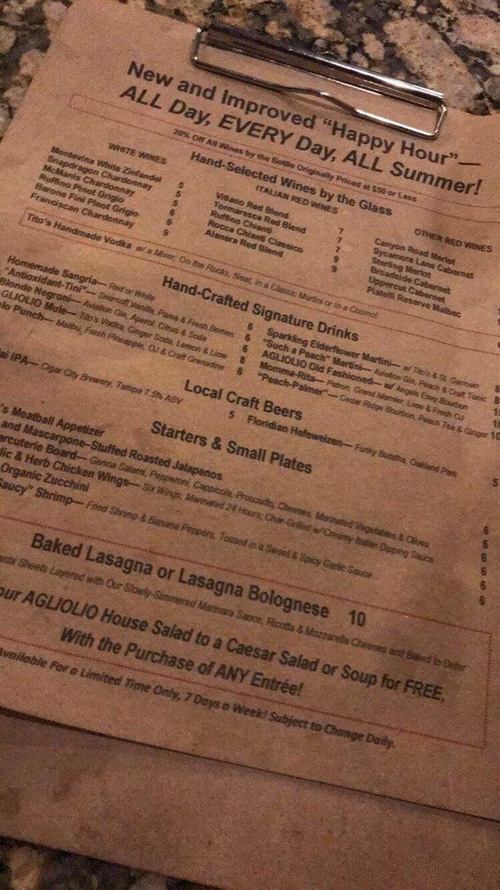 Menu at Agliolio ~ a FRESH Take on Italian pub & bar, Wellington