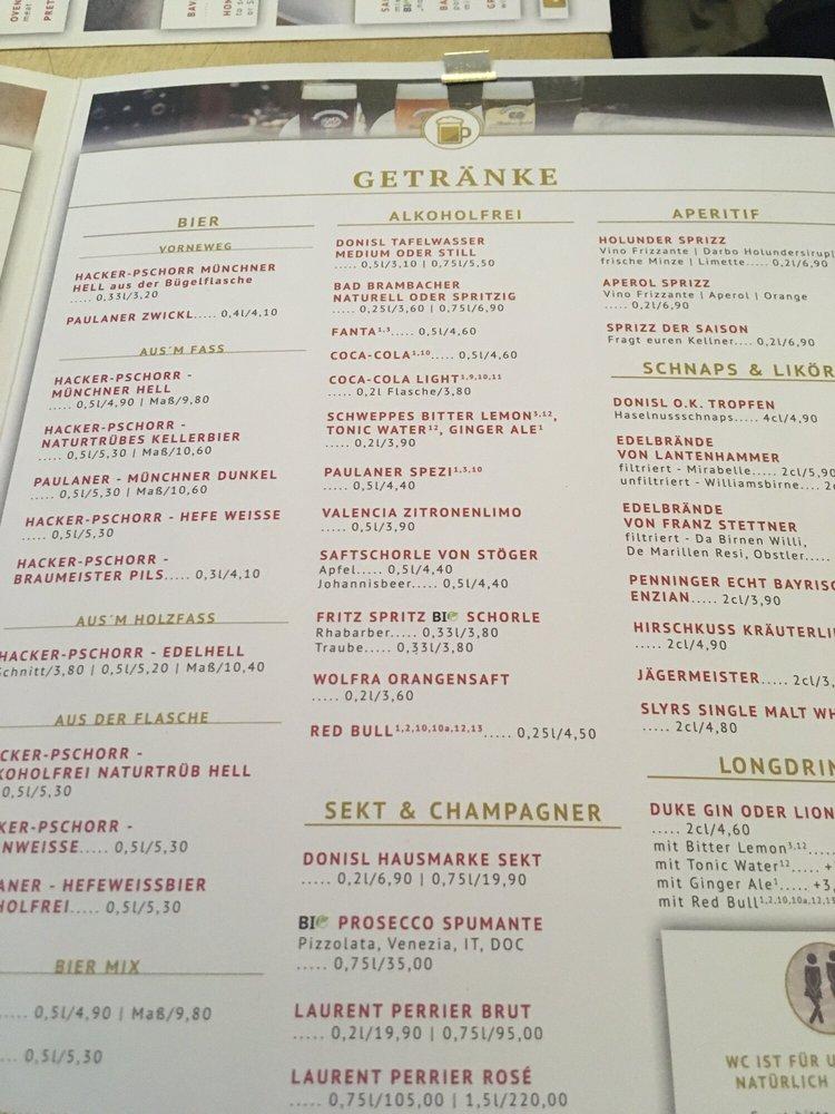 Speisekarte von Donisl München restaurant, München, Weinstraße 1