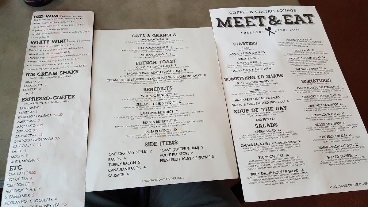 Menu at Meet & Eat restaurant, Sacramento