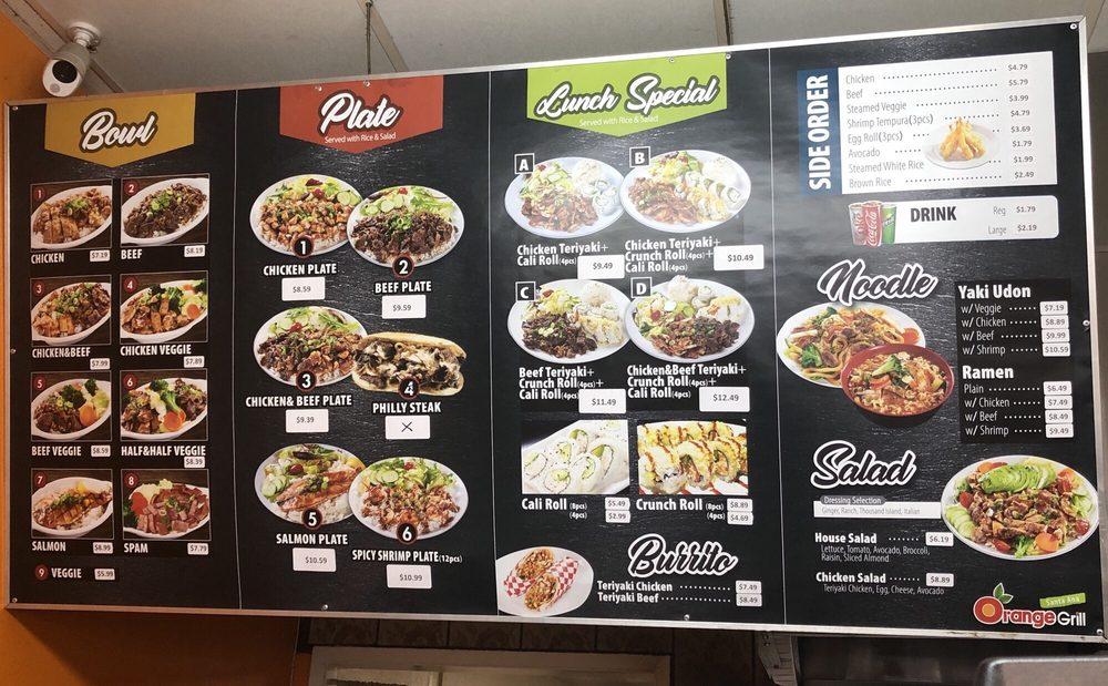 Menu at Orange Grill in Santa Ana restaurant, Santa Ana, S Harbor Blvd