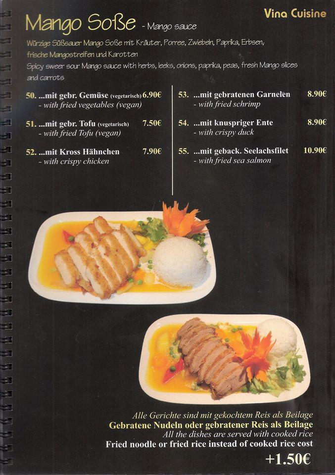Menu at Vina Vietnam Cuisine restaurant, Weimar