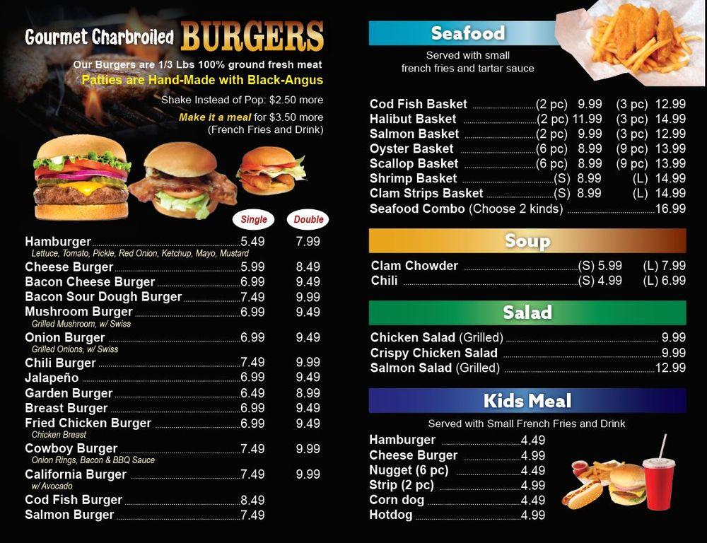 Menu at Herfy’s Burgers restaurant, Olympia