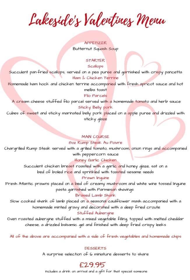 Menu at Lakeside Restaurant, Welshpool, Brynllwyn Lane