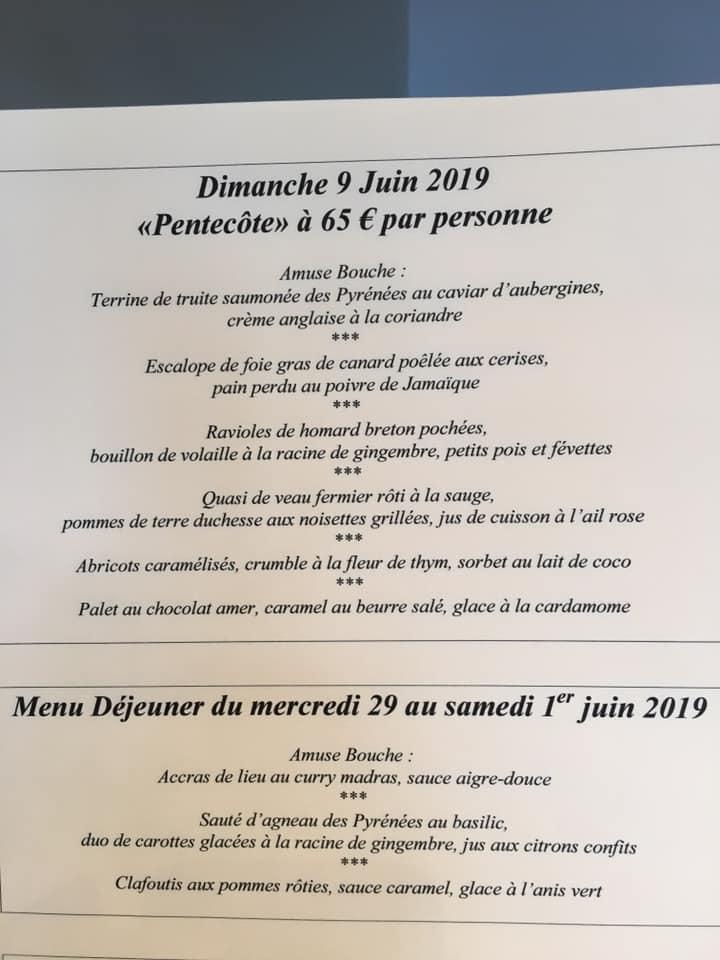 Menu au MB Restaurant Capbreton, Capbreton