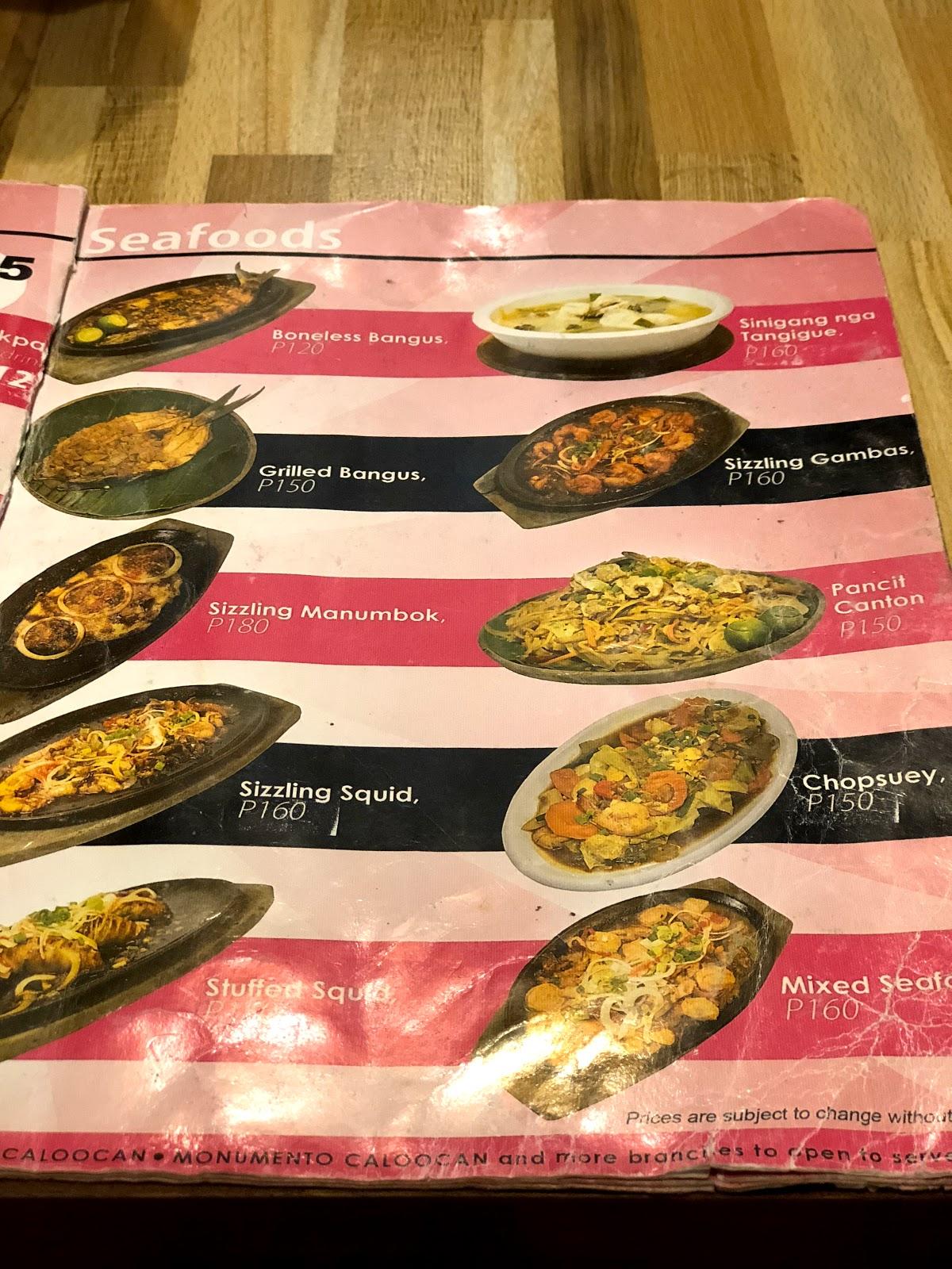 Menu at Masskara chicken inasal restaurant, Kabankalan
