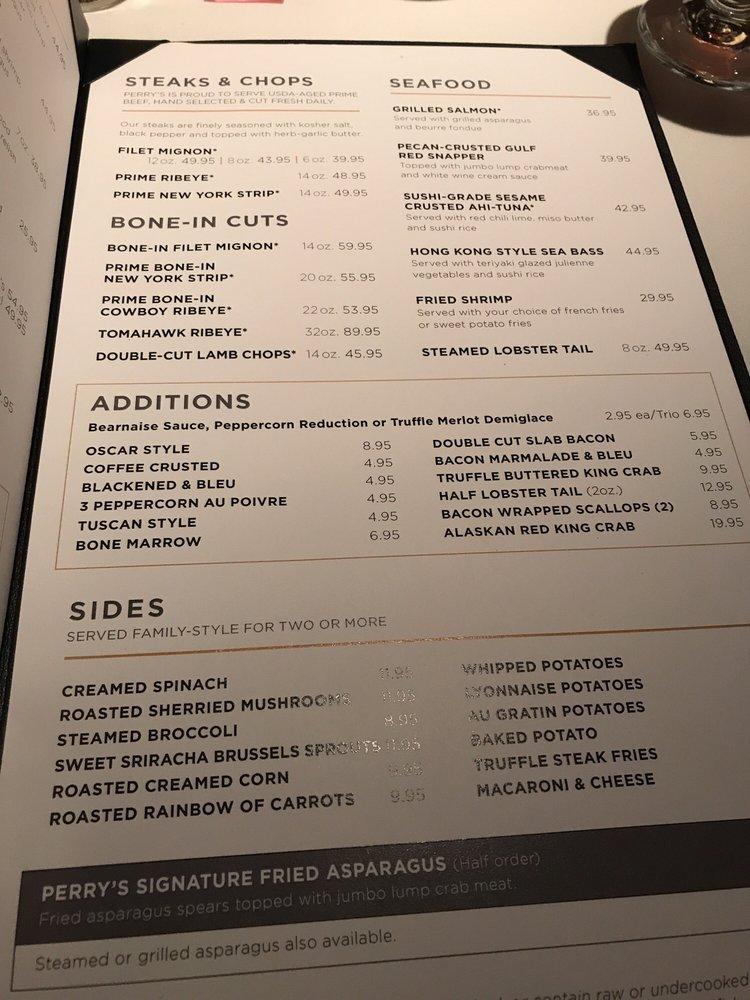 Menu at Perry's Steakhouse & Grille - Downtown Austin, Austin, 114 W 7th St