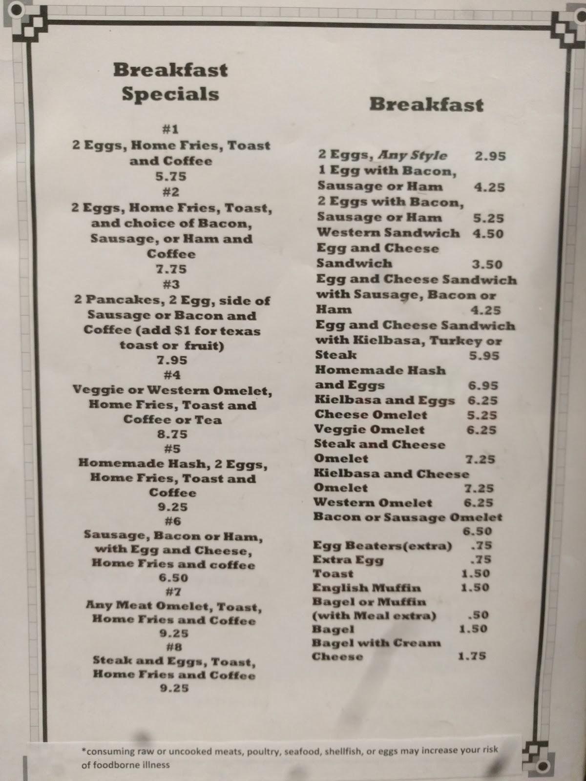 Menu at Ford News Diner restaurant, Middletown