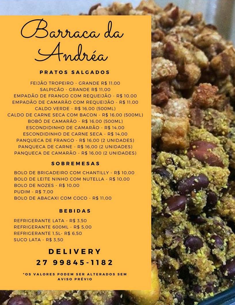 Menu at Barraca da Andréa, Serra