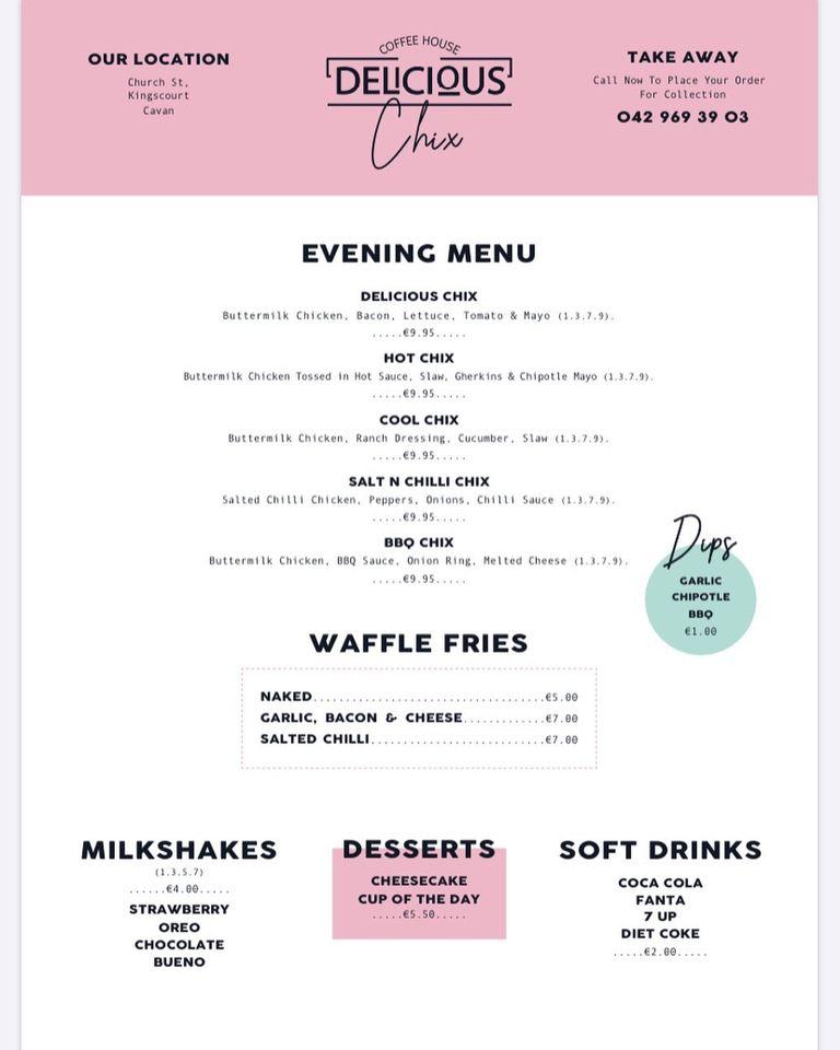 Menu at Delicious Coffee House & Deli, Kingscourt
