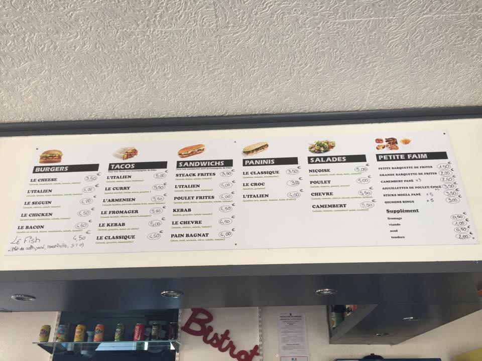 Menu at Le Sun Light fast food, La Ciotat, Résidence Aurore