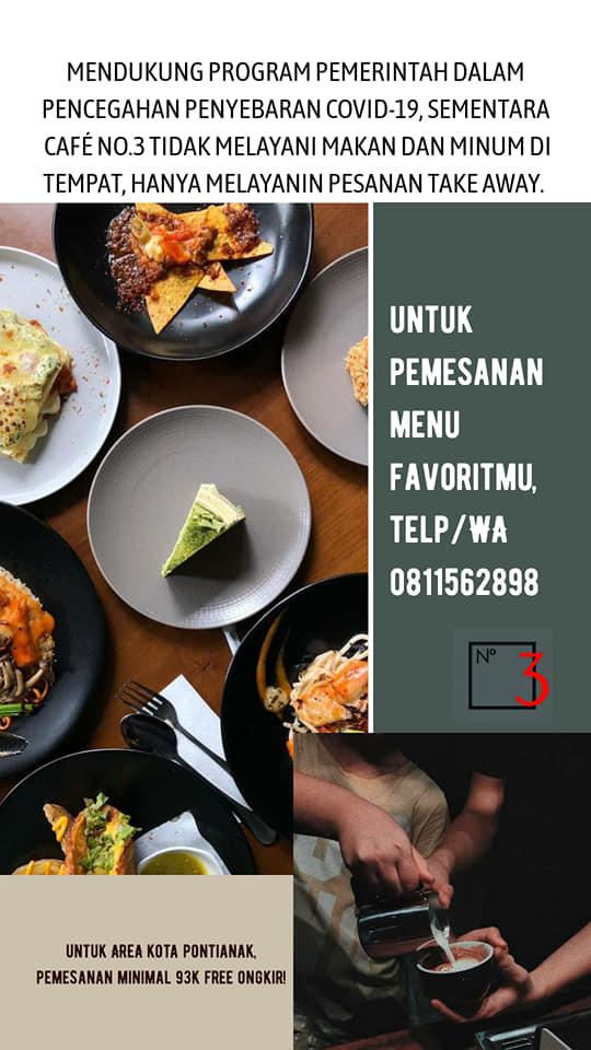 Menu at No. 3 Cafe Arts and Lounge, Pontianak