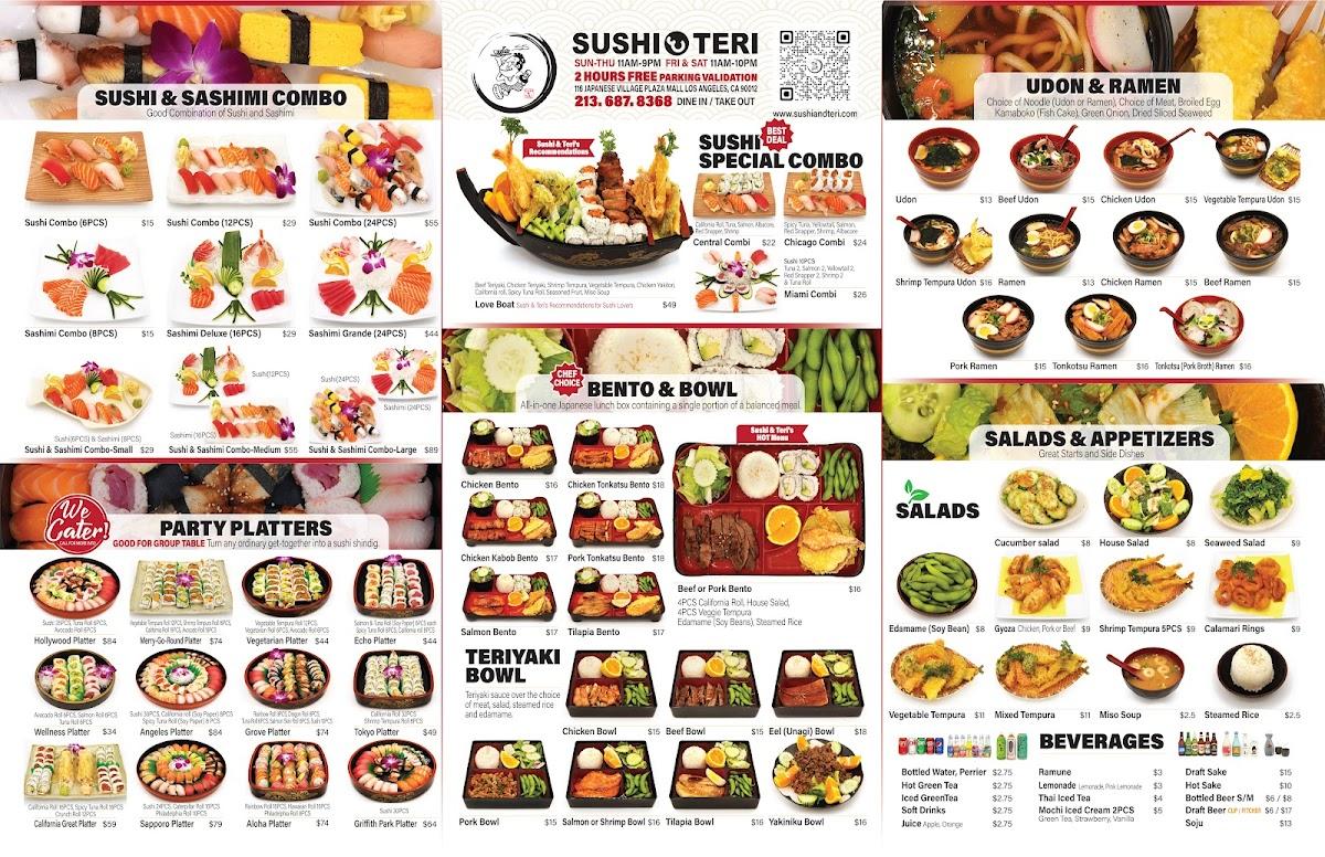 Menu at Sushi & Teri restaurant, Los Angeles, 116 Japanese Village ...