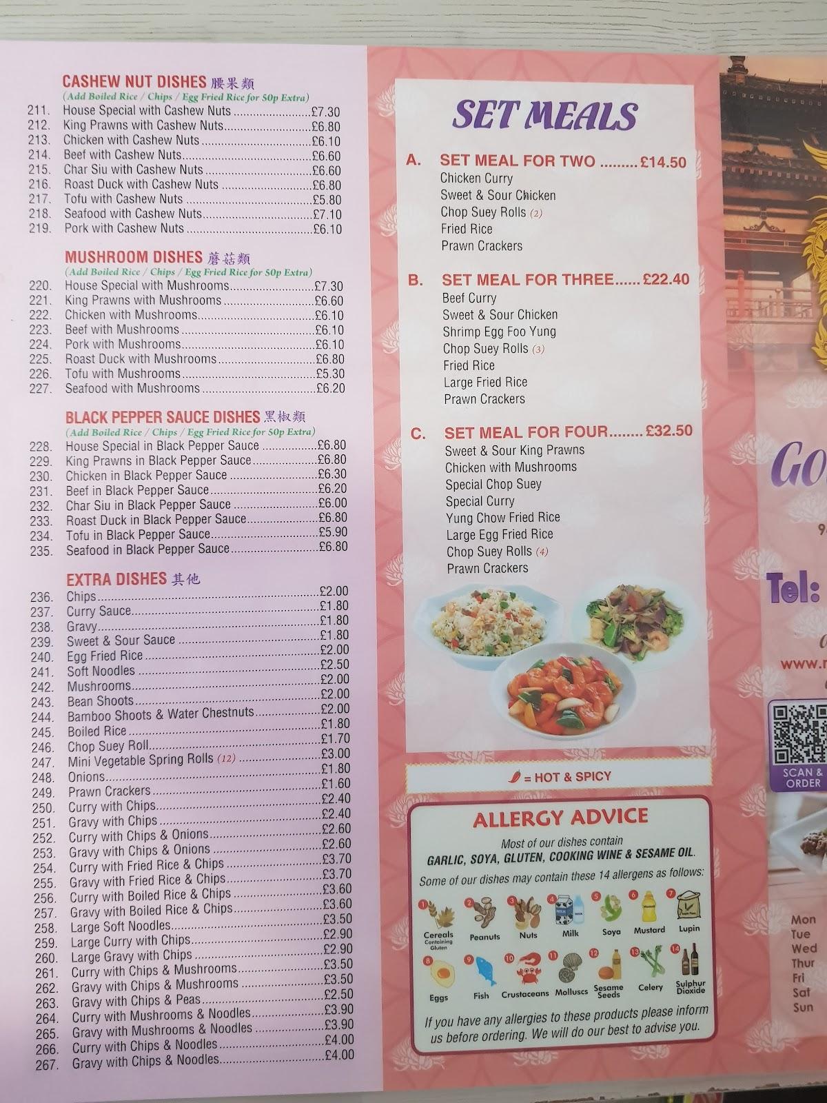 Menu at New Golden Bird Chinese Takeaway fast food, Gateshead
