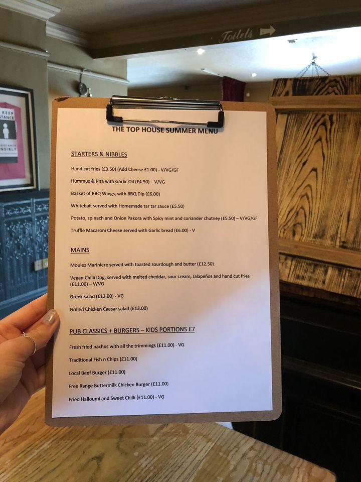 Menu at The Top House- Burgess Hill pub & bar, Burgess Hill