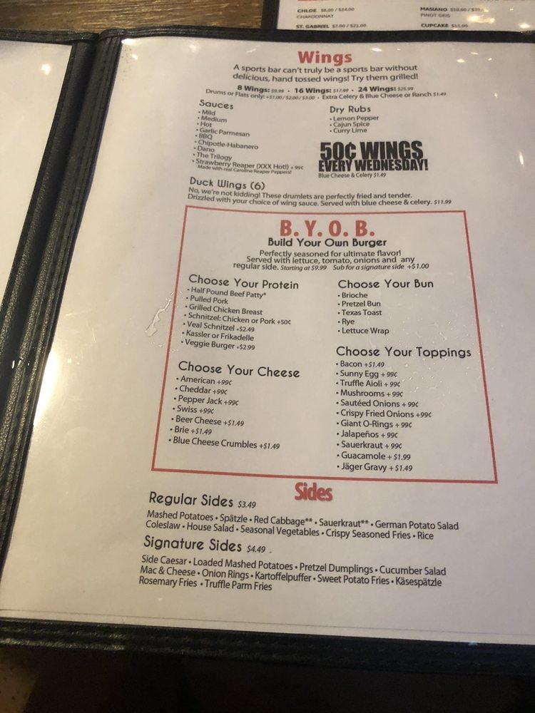 Menu at Wunderbar German Kitchen & Biergarten, Davie, Volunteer Rd