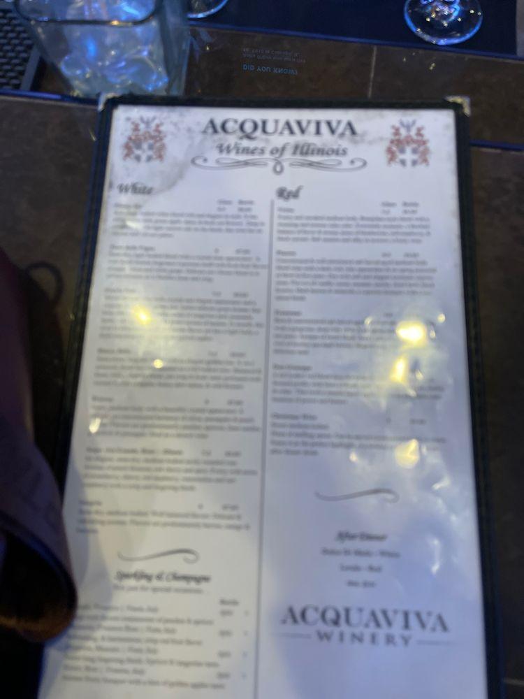 Menu at Acquaviva Winery & Ristorante Batavia restaurant, Batavia