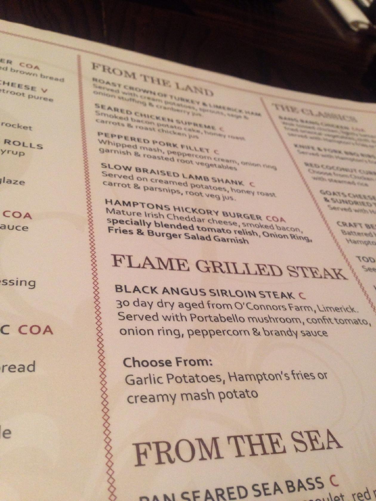 Menu at Hamptons Grill BBQ, Limerick