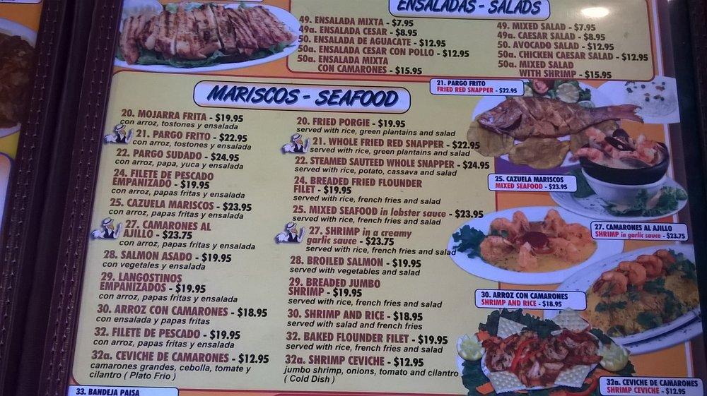 Menu at Pollos El Paisa restaurant, Westbury