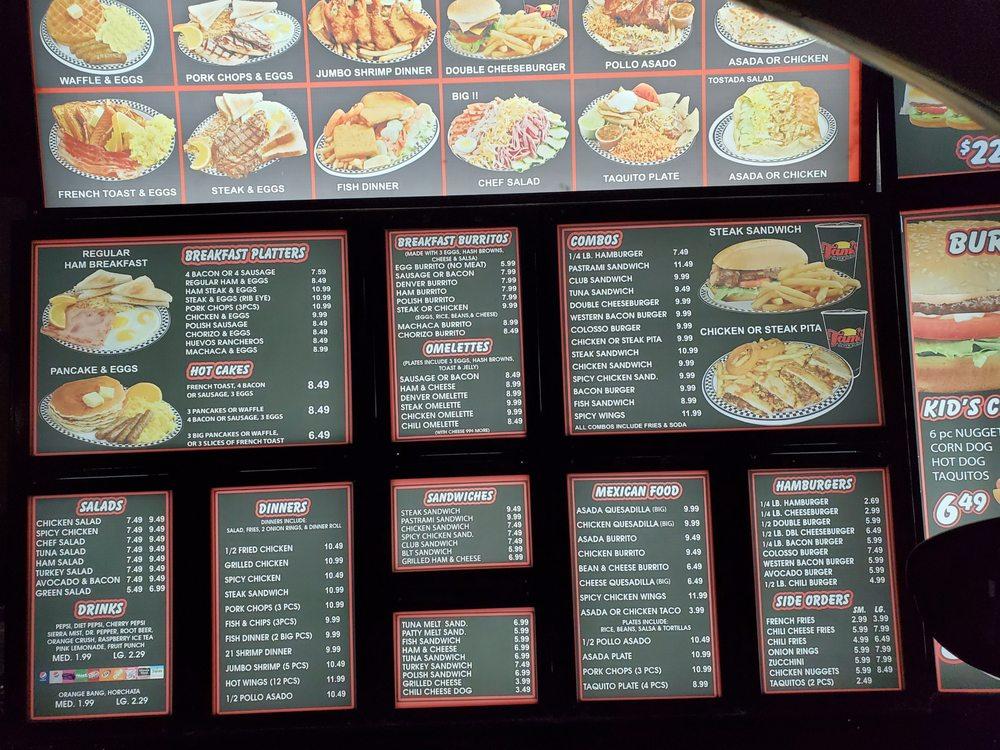 Menu at Tams Super Burgers restaurant, Whittier