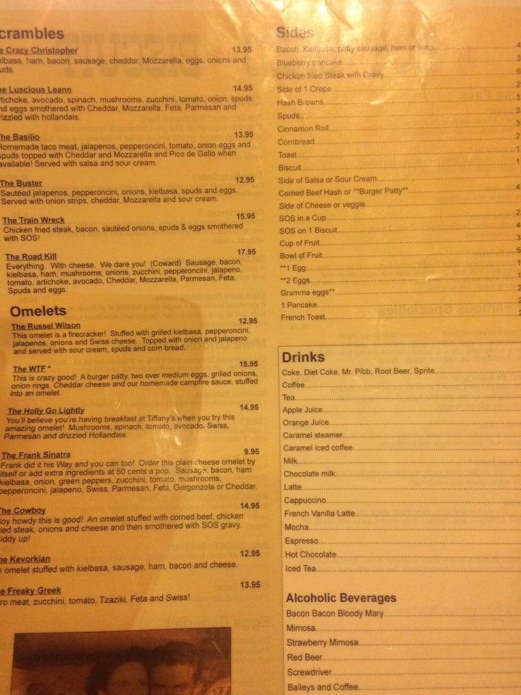 Menu at The Buttered Biscuit restaurant, Sumner