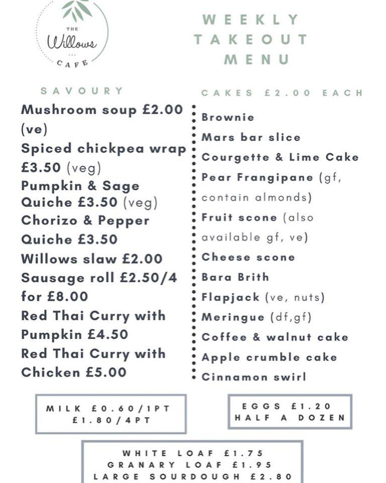 Menu at Willows Cafe, Ditton Priors