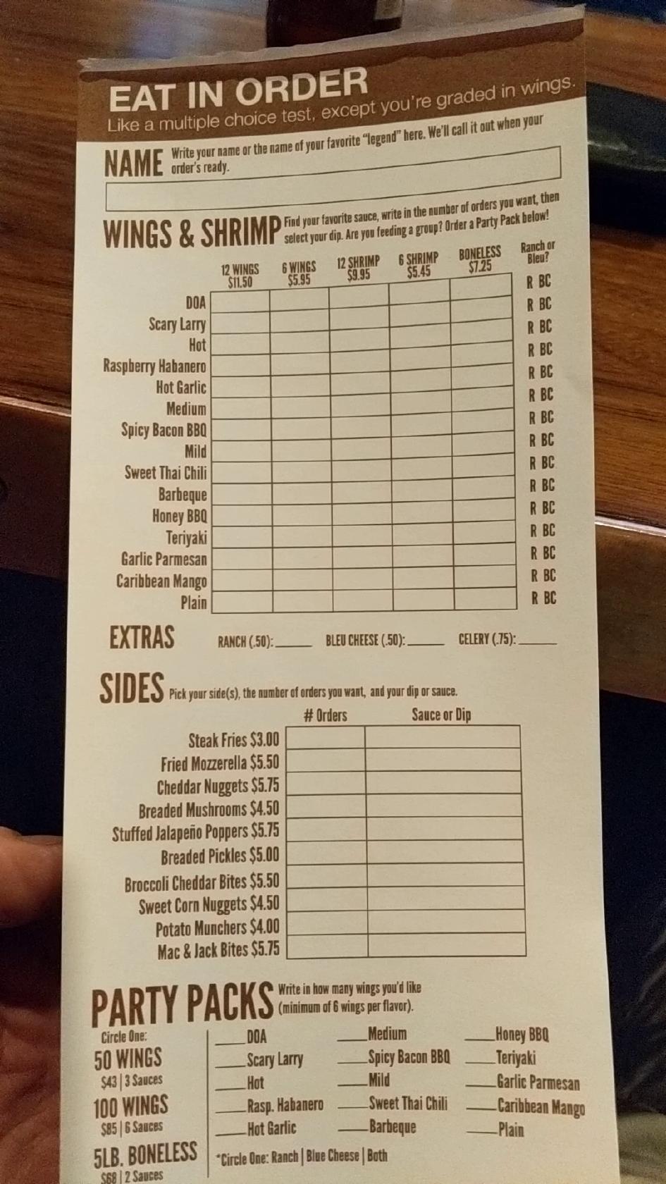 Menu at Legend Larry's pub & bar, Sheboygan, 733 Pennsylvania Ave