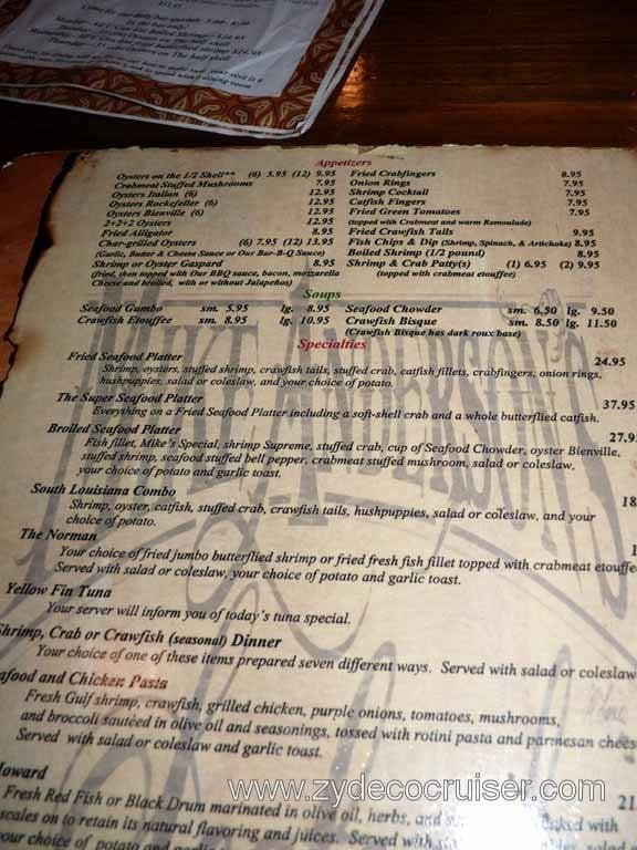 Menu at Mike Anderson's - Baton Rouge restaurant, Baton Rouge