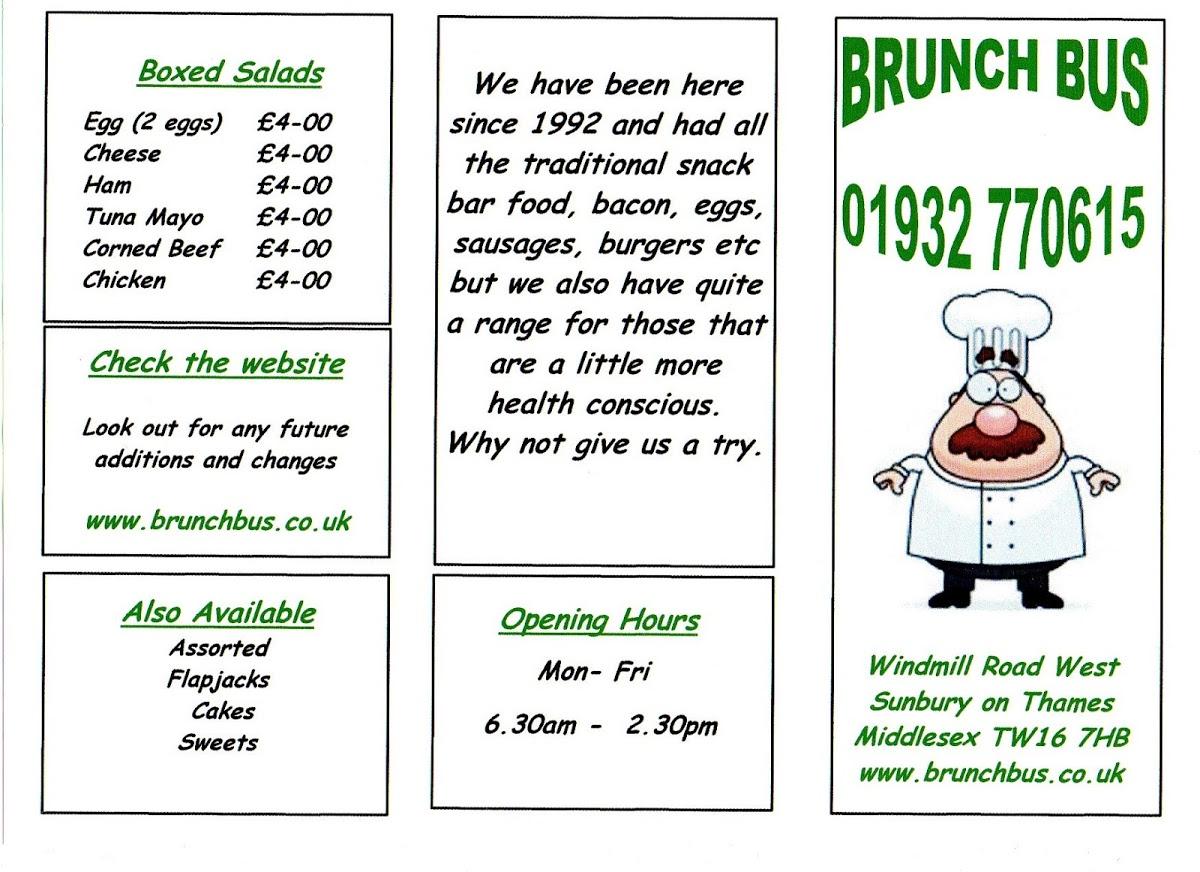 Carta de comida rápida The Brunch Bus, Sunbury-on-Thames