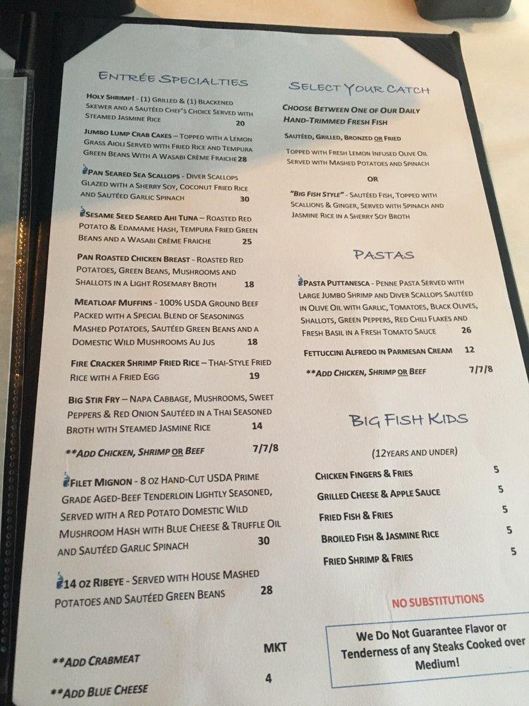 Menu at Big Fish Restaurant, Orange Beach