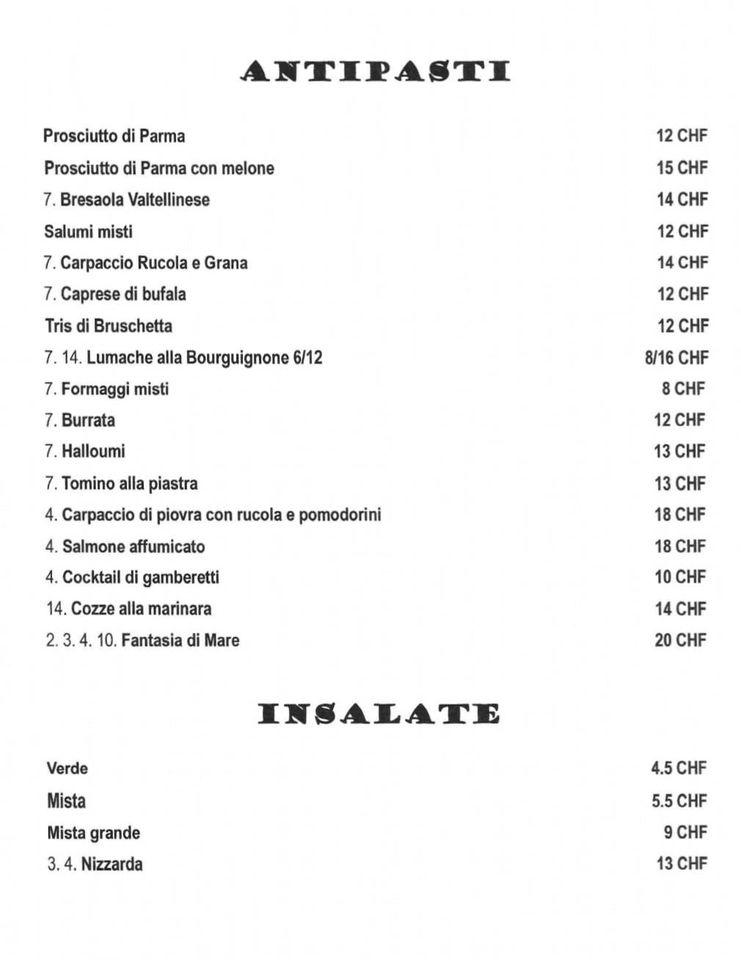 Speisekarte von Grotto Rialdo restaurant, Campione d’Italia