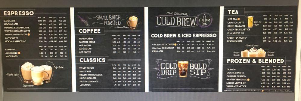 Menu at PJ's Coffee pub & bar, Bossier City