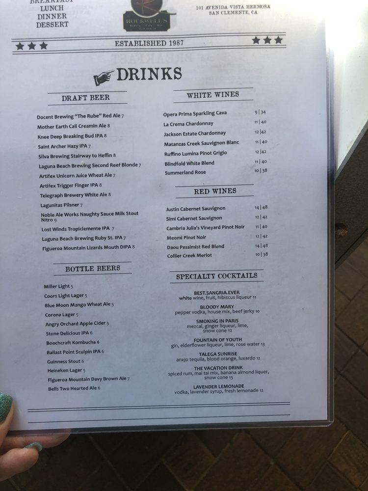 Menu at Rockwell's Bakery, San Clemente